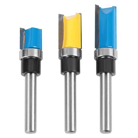 3 piece woodworking router bit set 1 4 shank for edge trimming and