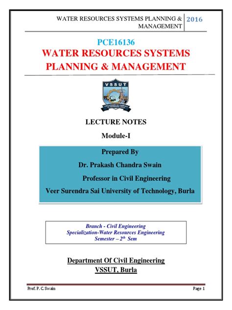 Water Resources Systems Planning And Management Lecture Pdf Capital Economics Interest