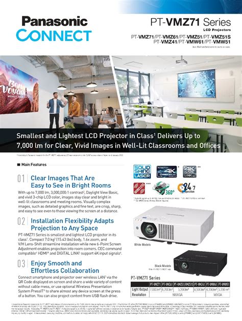 Panasonic Pt Vmw51 3lcd Wxga 5200 Lumens Laser Projector Projector