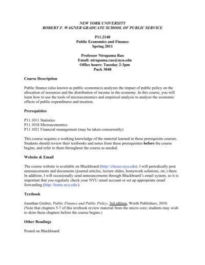 Syllabus Nyu Wagner New York University