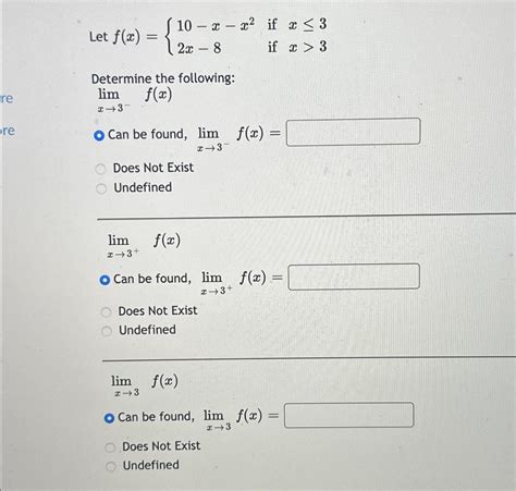 solved let f x {10 x x2 if x≤32x 8 if x 3determine the