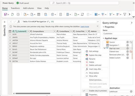 Preview Only Step In Dataflow Gen2 Preview Microsoft Fabric
