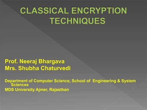 Classical Encryption Technique Part 1 Ppt