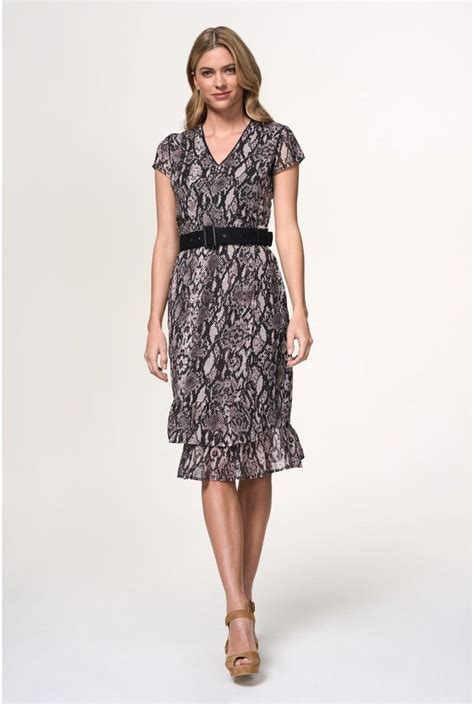 Python Print Frill Hem Dress Hem Dress Dress Fits Python Print Wood