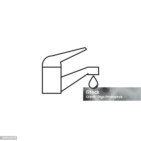 수도 꼭지 아이콘 벡터에 고립 된 흰색 배경 수도 꼭지 투명 서명 선 또는 선형 기호 개요 스타일에서 요소 디자인 가볍게 두드리기에 대한 스톡 벡터 아트 및 기타 이미지