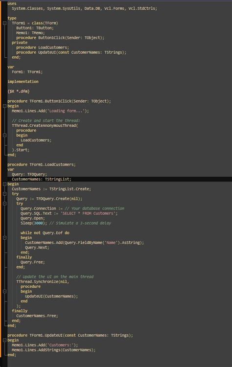 Delphi Threads Sql Ui Ux Softwaredevelopment Programming William Alexandre 21 Comments