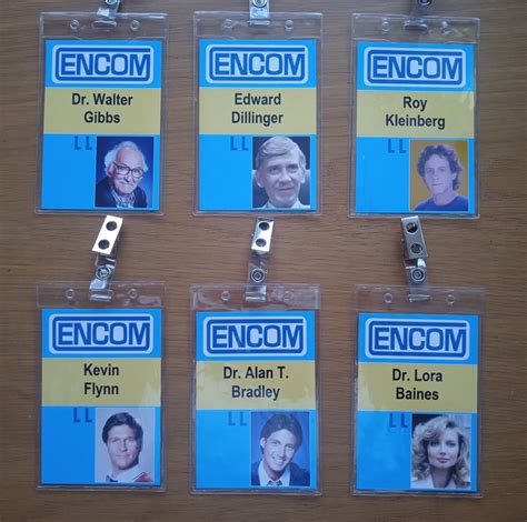Tron Encom Employee Clip On Id Photo Pass Badge Set Prop Collection Cosplay Etsy