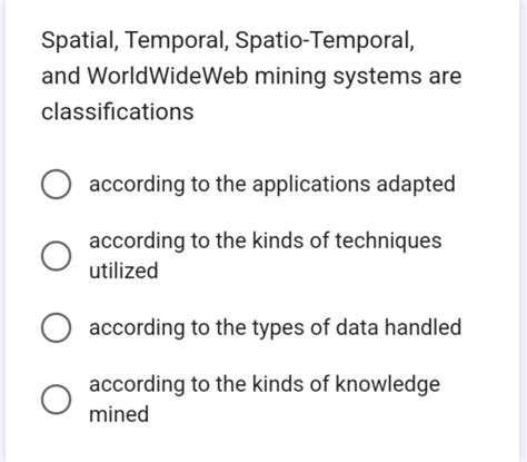 Solved Spatial Temporal Spatio Temporal And Worldwideweb