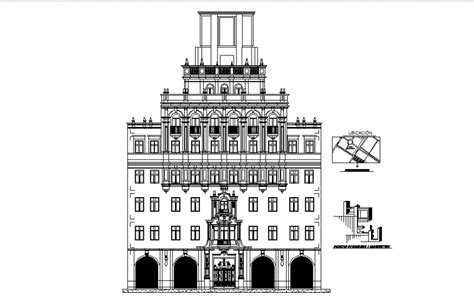 Mosque Elevation Plan Autocad File