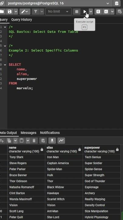 Learn Sql Basics Select Specific Column From A Table In 60 Seconds