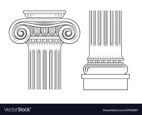 Capital Of A Medieval Cathedral Ionic Column Vector Image