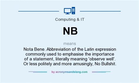 Nb Nota Bene Abbreviation Of The Latin Expression Commonly Used To