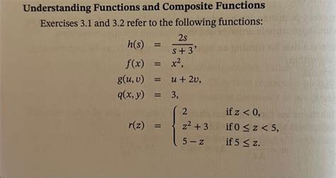 Solved Understanding Functions And Composite Functions Chegg Com