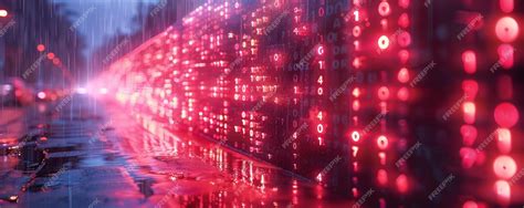 Digital Risk Mitigation Concept With Abstract Data And Code In A Rainy Urban Environment