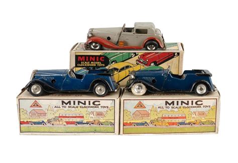 Tri Ang Minic Vauxhall Clockwork Cars Set Of 3 Motor Vehicles Toys And Models