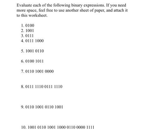 Solved Evaluate Each Of The Following Binary Expressions If