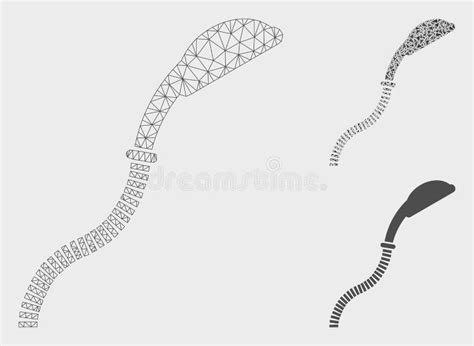 Flexible Shower Vector Mesh Wire Frame Model And Triangle Mosaic Icon Stock Vector