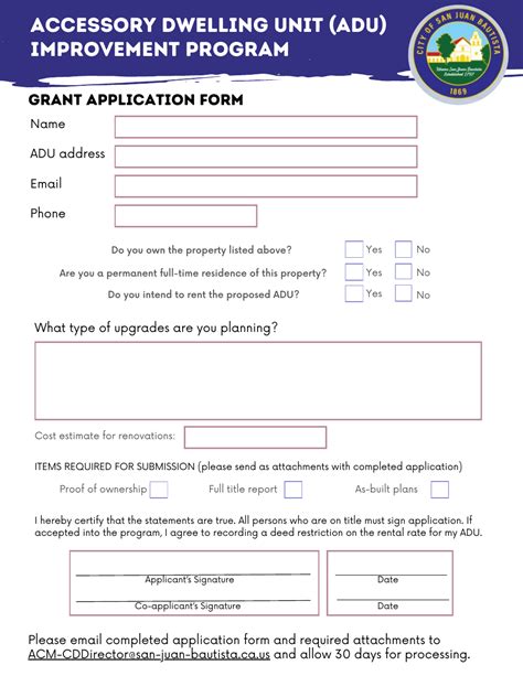 City Of San Juan Bautista California Grant Application Form