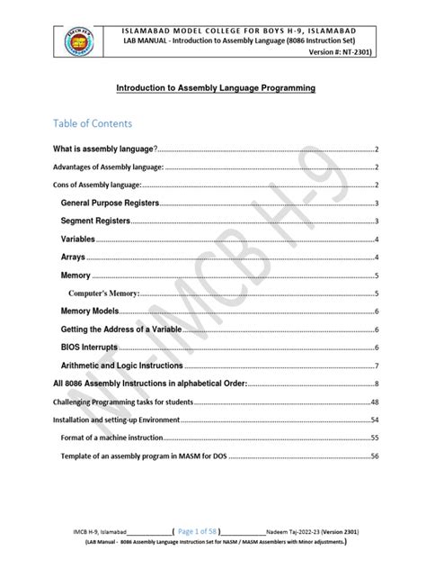 nt lab manual assembly language imcb h 9 pdf assembly language