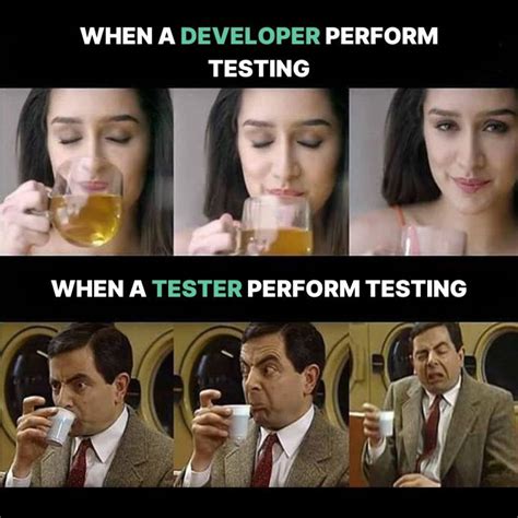 innovateqa on linkedin 🧑‍💻developer performing testing vs tester performing testing😂
