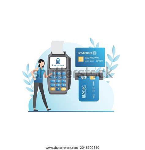 Woman Enters Password Entering Internet Banking Stock Vector Royalty