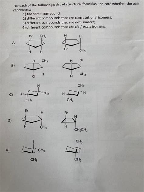 Solved For Each Of The Following Pairs Of Structural Chegg