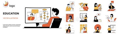 Education Concept With Character Situations Collection Bundle Of