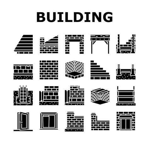 Building House Structure Icons Set Vector 20378161 Vector Art At Vecteezy