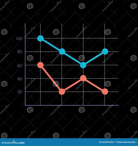 Wildlife Population Infographic Line Chart Design Template For Dark Theme Stock Vector