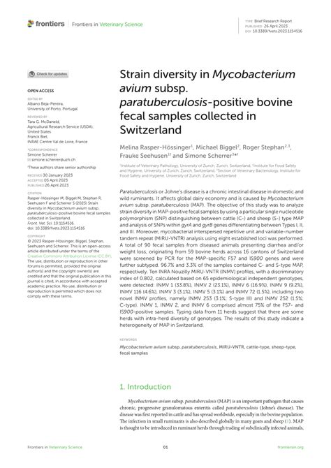 Pdf Strain Diversity In Mycobacterium Avium Subsp Paratuberculosis Positive Bovine Fecal