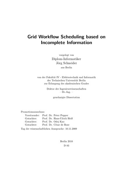 Pdf Grid Workflow Scheduling Based On Incomplete Information