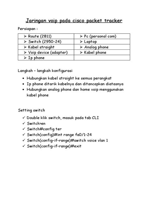 Jaringan Voip Pada Cisco Packet Tracker Pdf