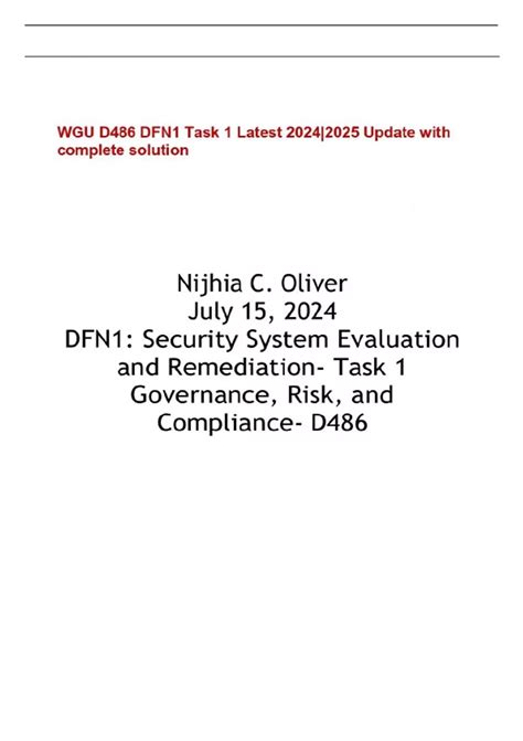 Wgu D486 Dfn1 Task 1 Latest 2024 2025 Update With Complete Solution Wgu D486 Dfn1 Stuvia Us