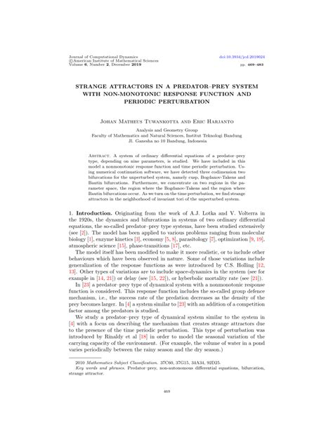 Pdf Strange Attractors In A Predator Prey System With Non Monotonic