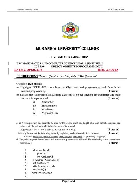 Solution Object Oriented Programming C Past Papers Studypool