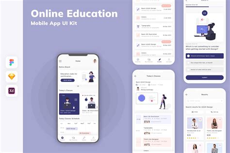 Online Education Mobile App Ui Kit Ui Kits And Libraries ~ Creative Market