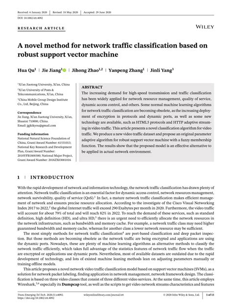 A Novel Method For Network Traffic Classification Based On Robust