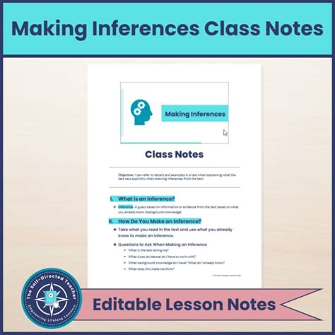Making Inferences Class Notes Editable Reading Comprehension Tool