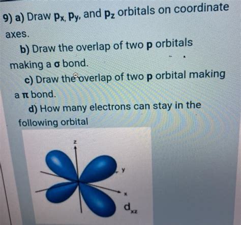 solved 9 a draw px py and pz orbitals on coordinate