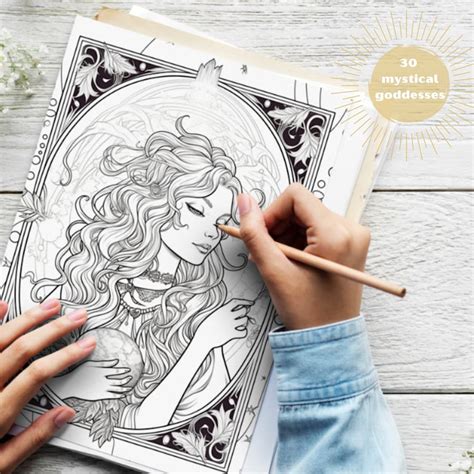 Oracle Goddess Coloring Tarot Coloring Cards Oracle Cards Pdf