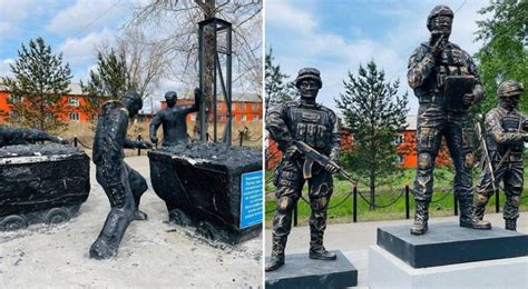В Иркутской области на месте снесённого памятника шахтёрам поставили скульптуры участников СВО