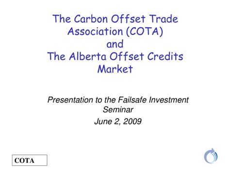 Ppt The Carbon Offset Trade Association Cota And The Alberta Offset Powerpoint