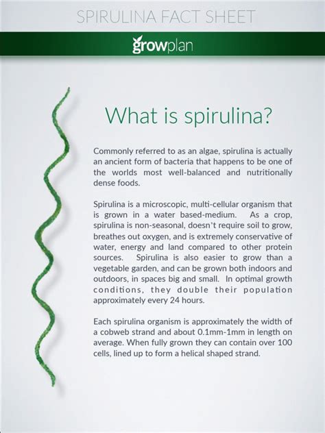 Spirulina Fact Sheet Pdf Vitamin A Nutrients