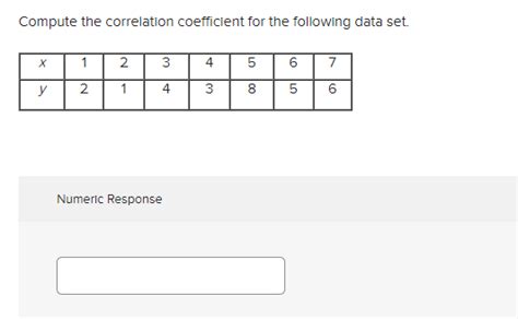 Solved Compute The Correlation Coefficient For The Following Chegg