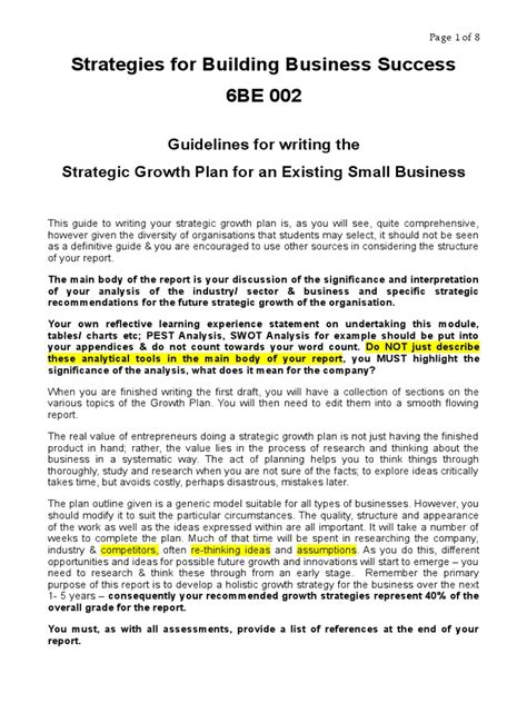 Guidelines For Assessment 2015 Pdf Strategic Management Swot Analysis