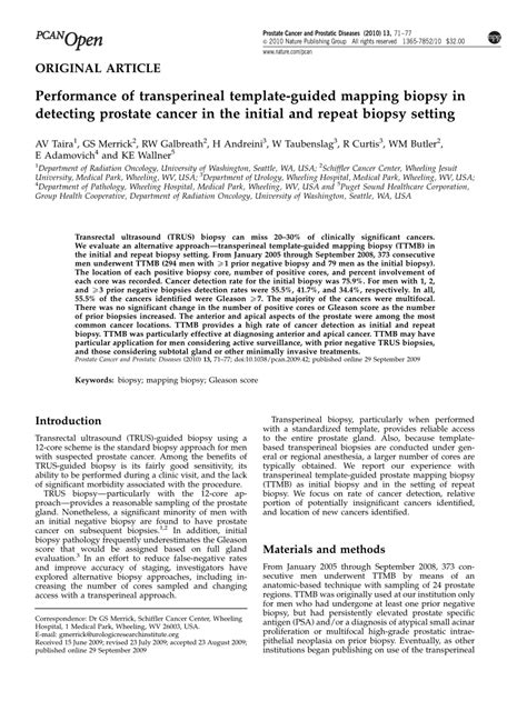 Pdf Performance Of Transperineal Template Guided Mapping Biopsy In Detecting Prostate Cancer