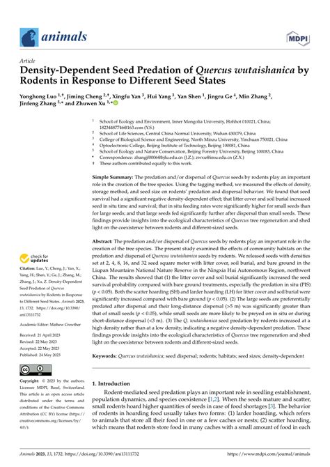 Pdf Density Dependent Seed Predation Of Quercus Wutaishanica By
