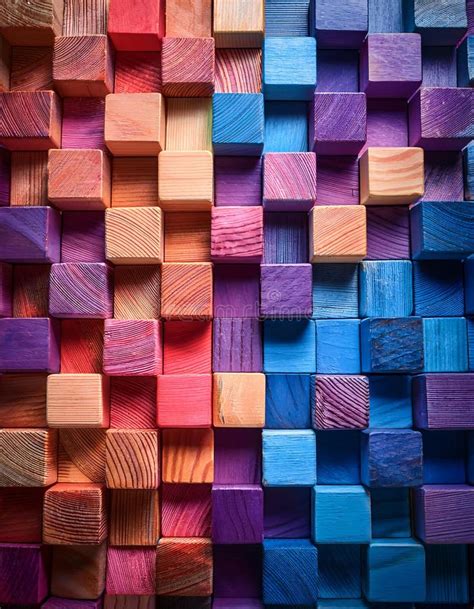 Vibrant Wooden Blocks Pattern Showcasing Technologyâ€™s Mimicry Of Nature Generative Ai Stock