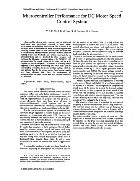 Pdf Microcontroller Performance For Dc Motor Speed Control System