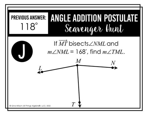 Angle Addition Postulate Scavenger Hunt All Things Algebra®